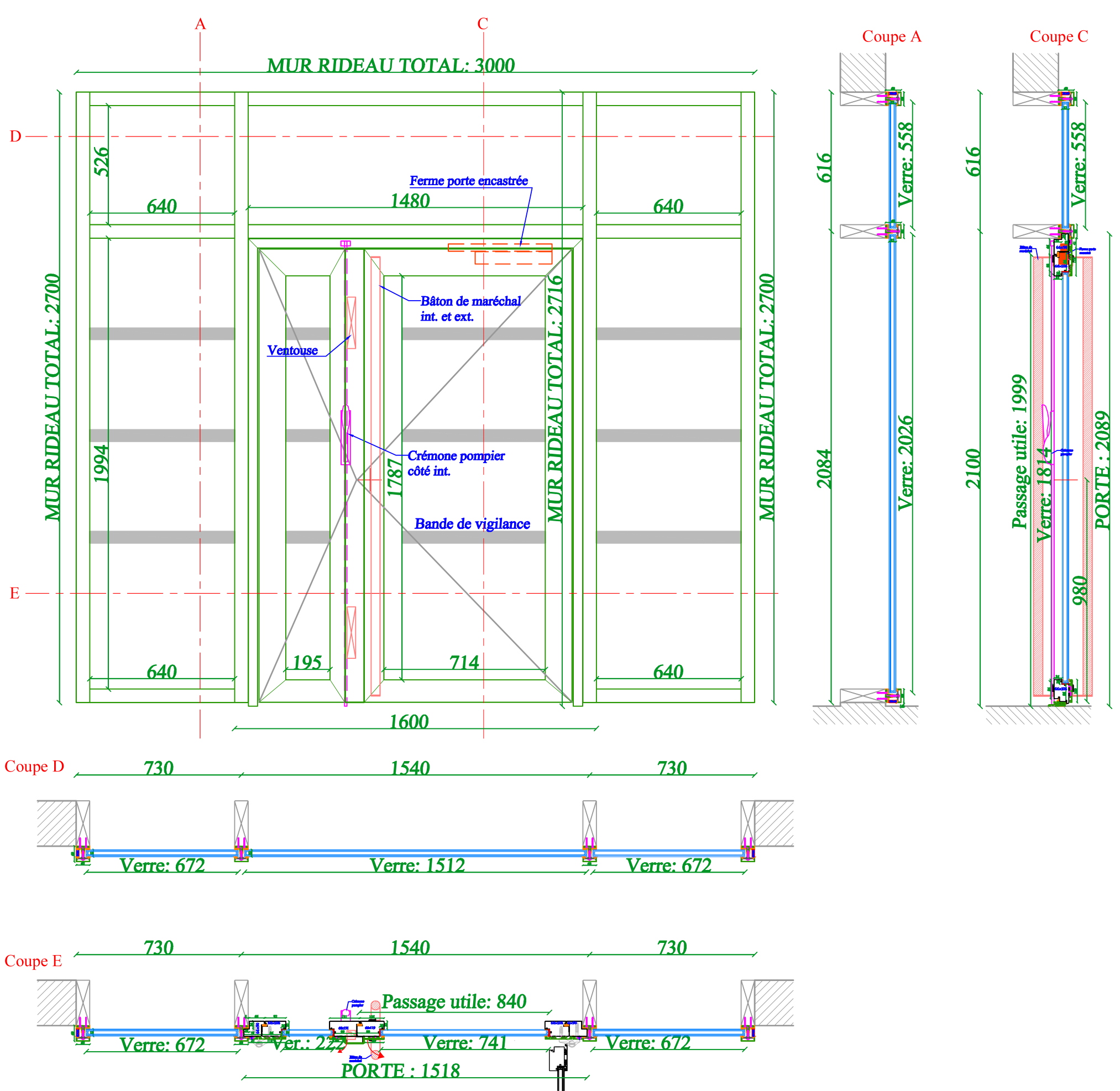 Nos murs rideaux - Menuiserie bois sur mesure - portes, fenêtre ...