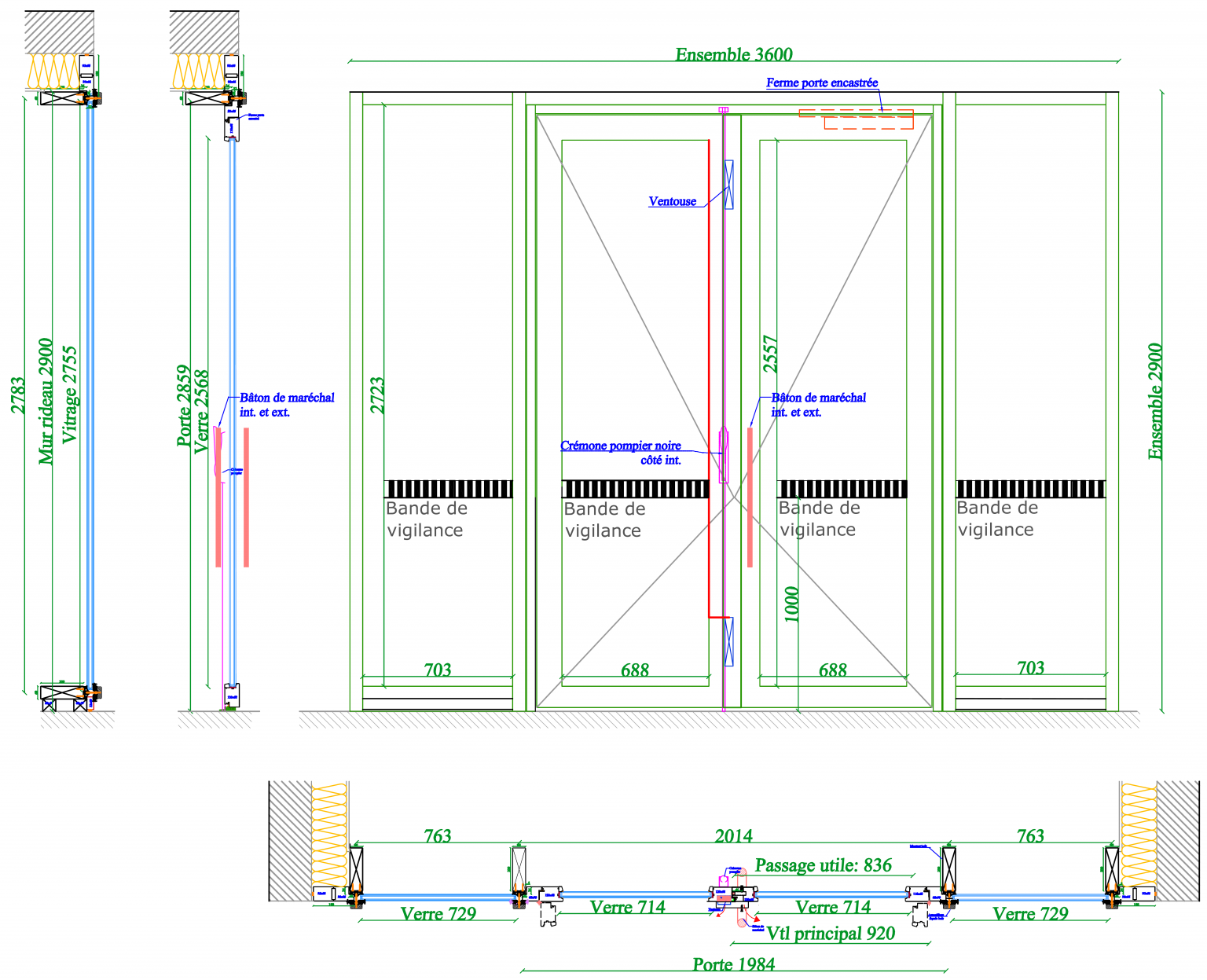 Nos murs rideaux - Menuiserie bois sur mesure - portes, fenêtre ...