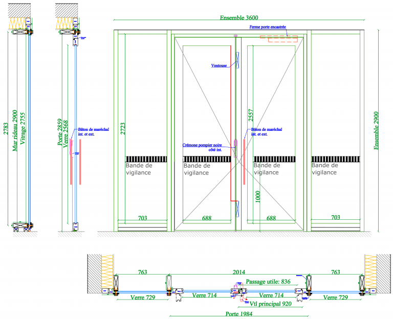 Nos murs rideaux - Menuiserie bois sur mesure - portes, fenêtre ...
